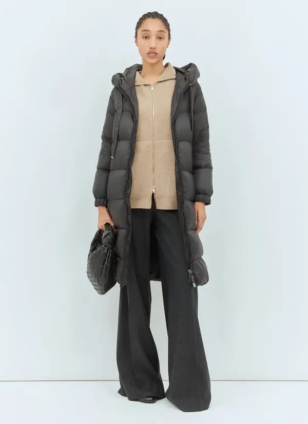 Max Mara Long Down Coat With Drawstring Hood