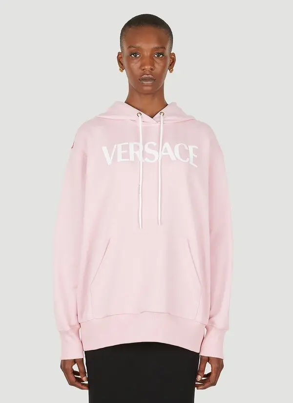 Versace Hooded Sweatshirt With Ventagli Print - Pink