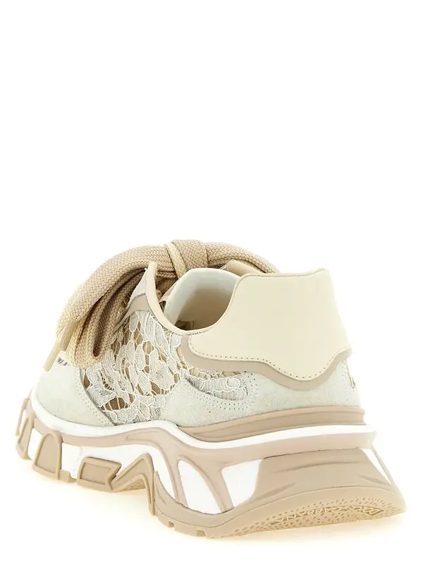 Dolce & Gabbana Dg Country Road" Lace And Suede Sneakers - Cream