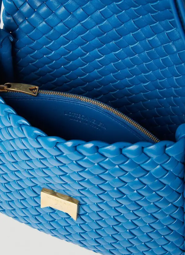 Bottega Veneta Small Cobble Woven Leather Shoulder Bag - Blue