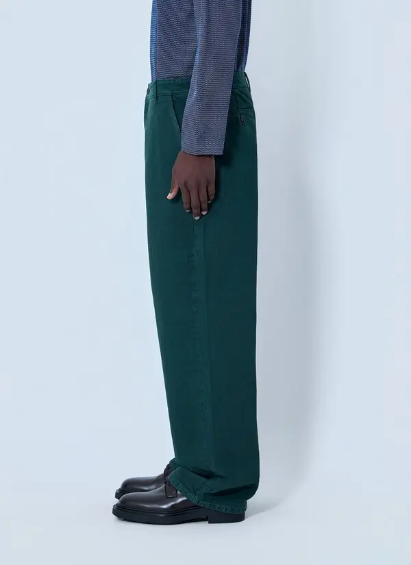 Miu Miu Relaxed Fit Cotton Trousers - Green