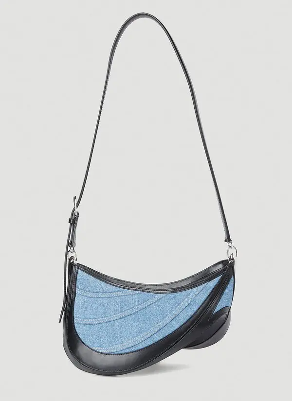MUGLER Denim Spiral Curve 01 Shoulder Bag