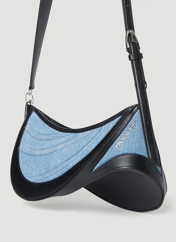 MUGLER Denim Spiral Curve 01 Shoulder Bag