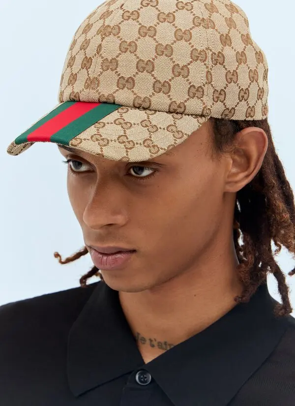 Gucci Original Gg Canvas Baseball Cap With Web Stripe - Cream