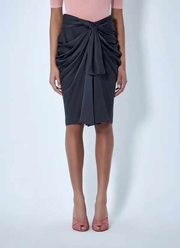 Chloé Draped Knot Detail Silk Skirt - Black