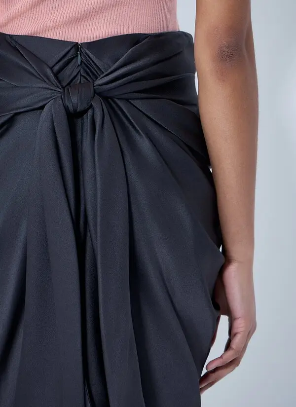 Chloé Draped Knot Detail Silk Skirt - Black