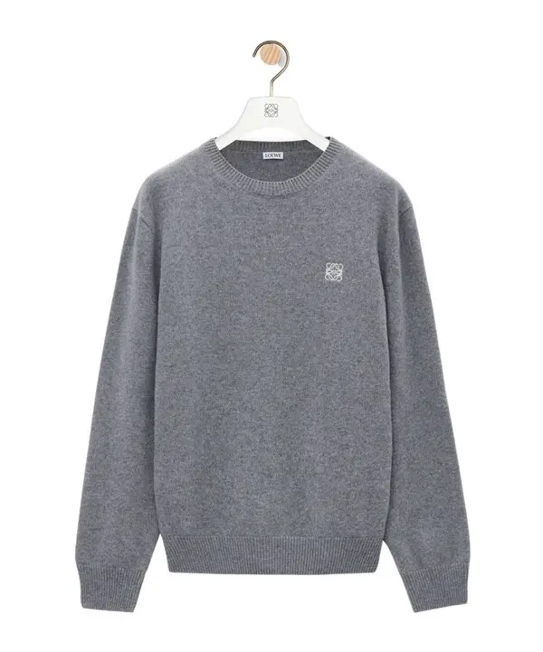 Loewe Anagram Embroidered Crewneck Jumper - Mixed Gray