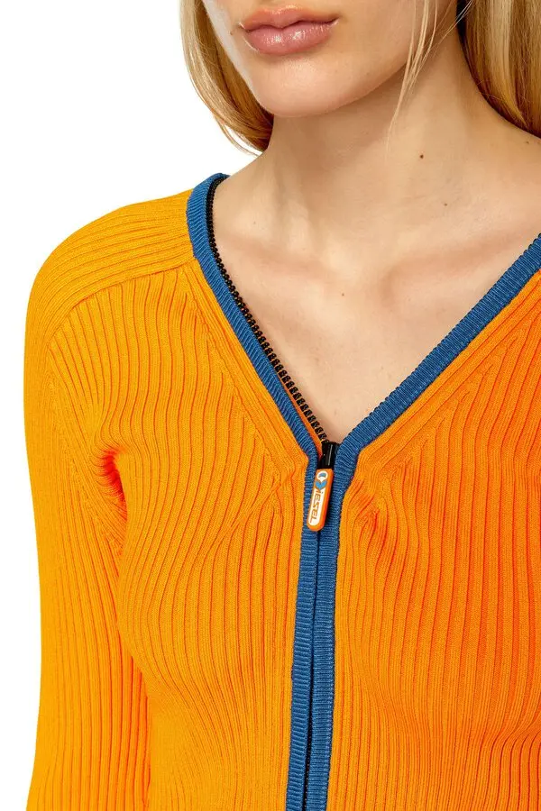DIESEL® Ribbed Zip-up Cardigan With Contrasting Trim