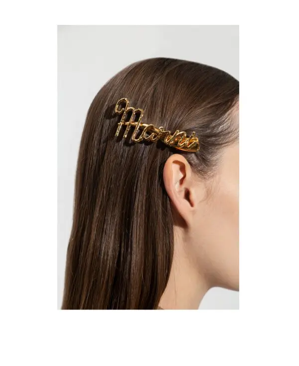 Marni Logo Plaque Hammered Hair Clip
