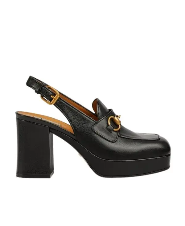 Gucci Horsebit Detailed Platform Pumps - Black