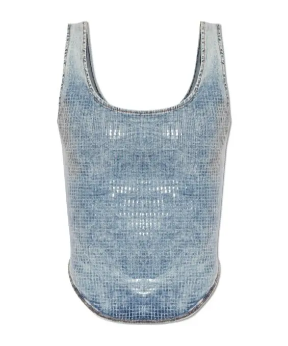 DIESEL® Shi Denim Style Printed Bustier Top