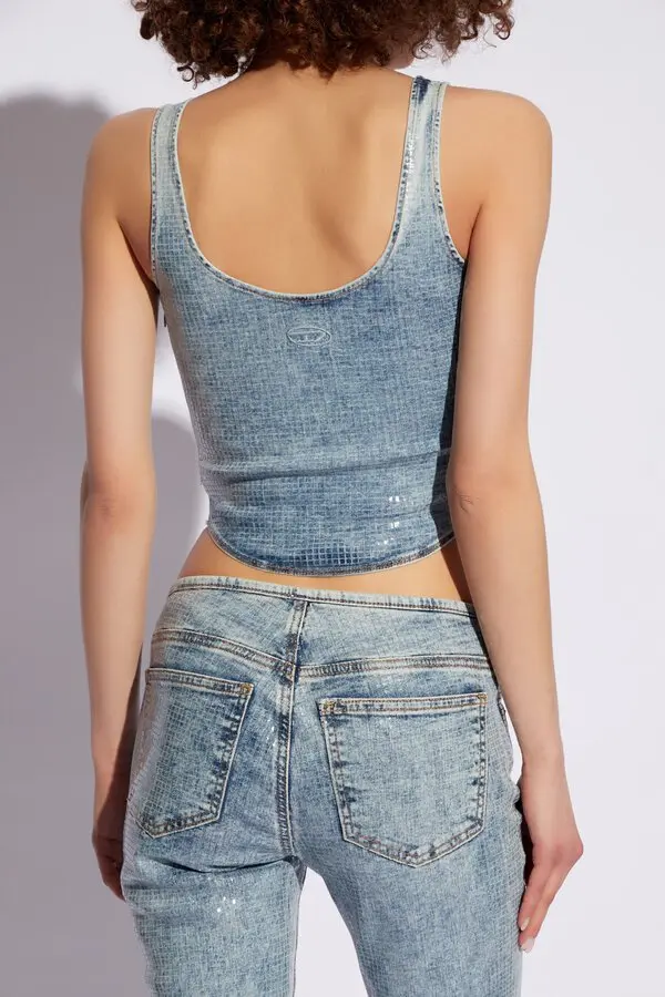 DIESEL® Shi Denim Style Printed Bustier Top