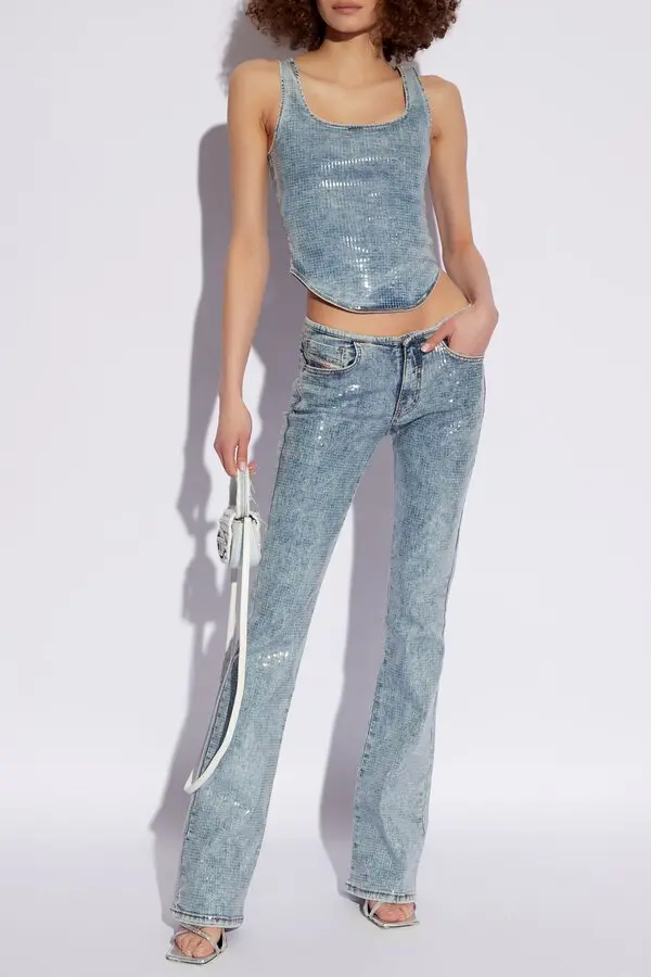 DIESEL® Shi Denim Style Printed Bustier Top