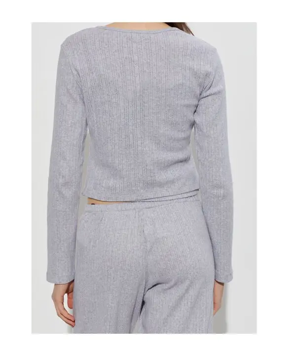 SPORTY  RICH Sporty & Rich Ribbed Knit Long Sleeve Cardigan