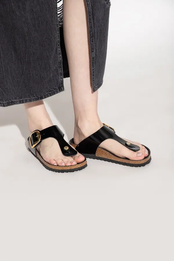 BIRKENSTOCK Gizeh Logo-engraved Leather Thong Sandals