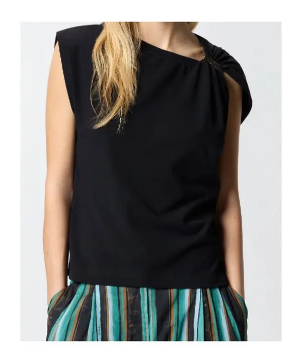 Pinko Melody Sleeveless Draped Top With Gold Detail