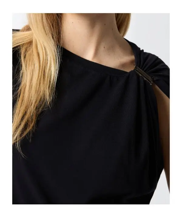 Pinko Melody Sleeveless Draped Top With Gold Detail