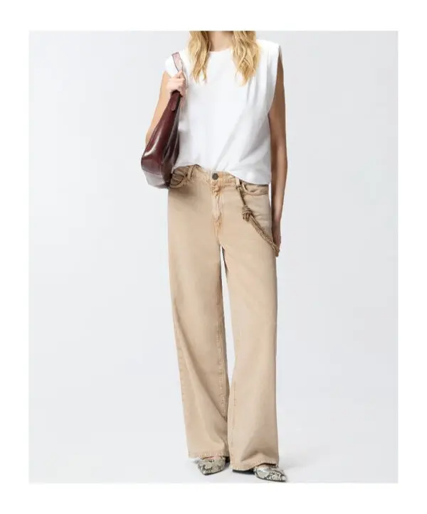 Pinko Chain Detail Straight-leg Jeans - Beige
