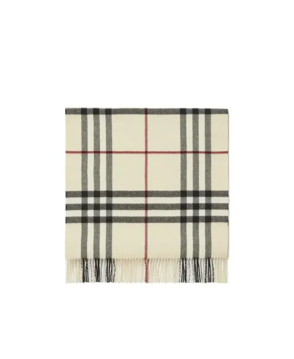 Burberry Checked Fringed Scarf - Gray