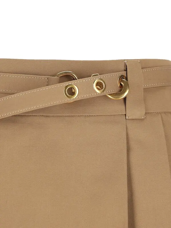 Miu Miu Pleated Poplin Miniskirt With Belt Detail