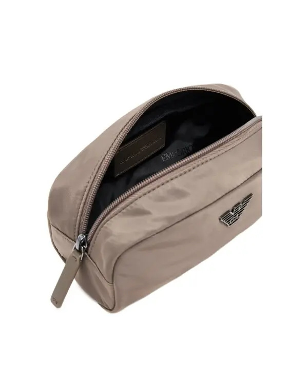 Emporio Armani Recycled Nylon Toiletry Bag - Brown