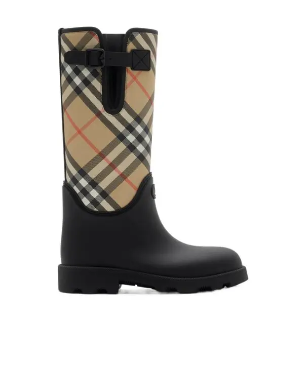 Burberry High Boots With Equestrian Knight Design - Black