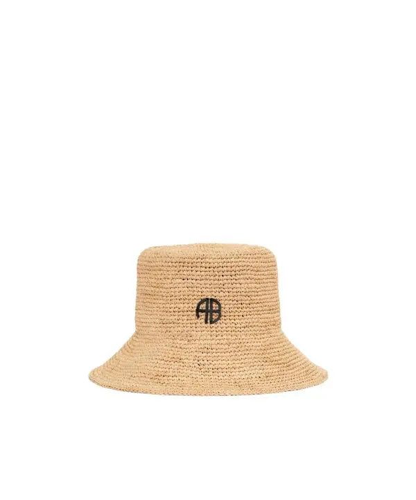 ANINE BING Straw Bucket Hat - Nude