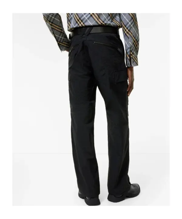 Burberry Nylon Cargo Trousers With Embroidered Equestrian Knight Design - Navy