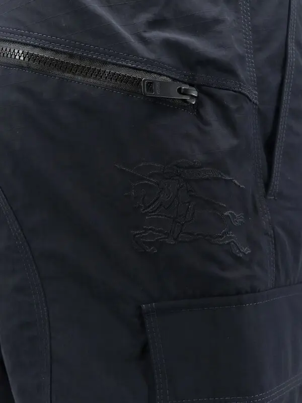 Burberry Nylon Cargo Trousers With Embroidered Equestrian Knight Design