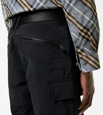Burberry Nylon Cargo Trousers With Embroidered Equestrian Knight Design