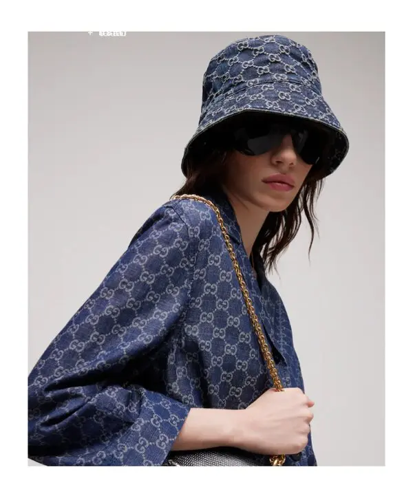 Gucci Gg Cotton Denim Bucket Hat - Blue