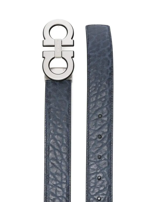 FERRAGAMO Reversible Gancini Belt - Gray