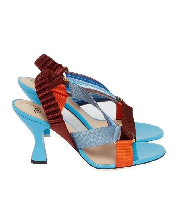 Fendi Round Toe High Heeled Sandals With Metal Carabiners
