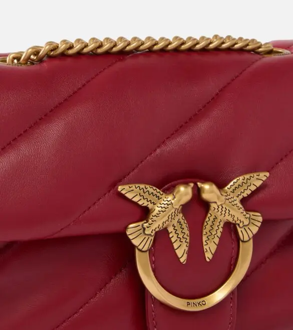 Pinko Love Puff Quilted Mini Shoulder Bag With Chain Strap - Red