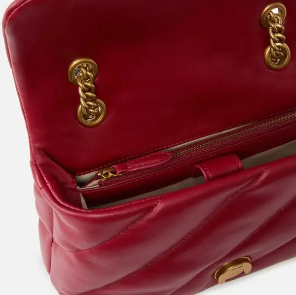 Pinko Love Puff Quilted Mini Shoulder Bag With Chain Strap - Red