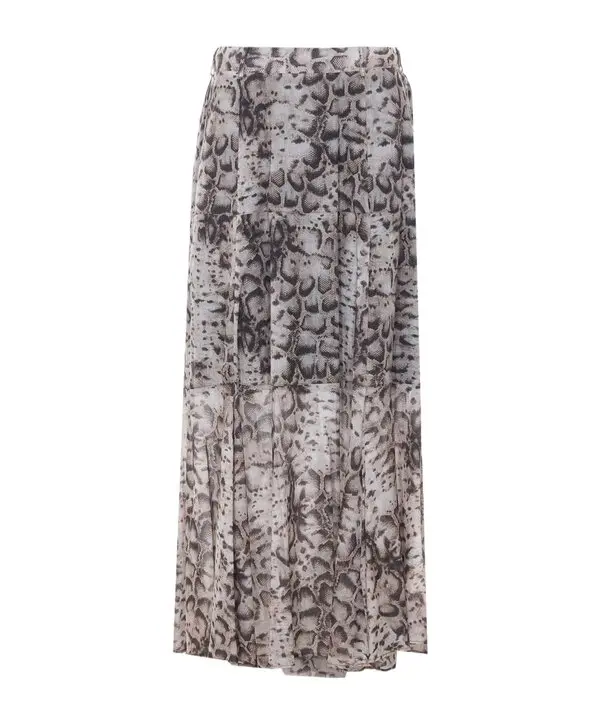 Pinko Agrigento Tiered Maxi Skirt With Animal Print