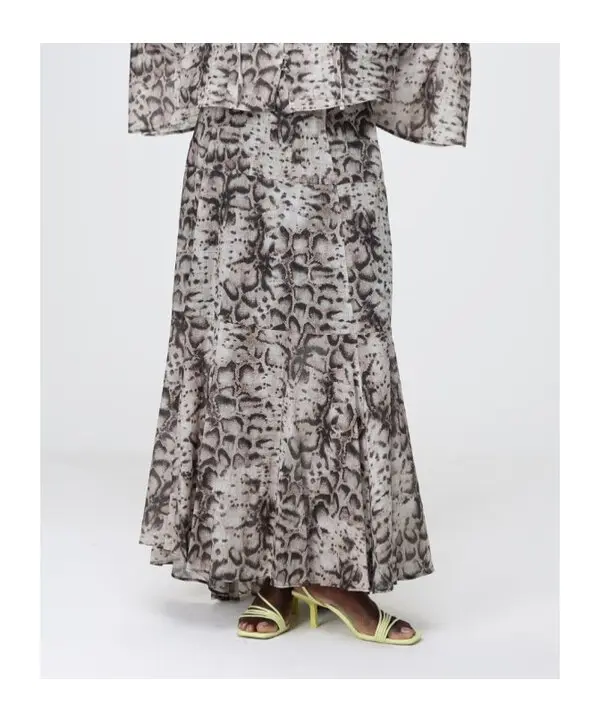 Pinko Agrigento Tiered Maxi Skirt With Animal Print