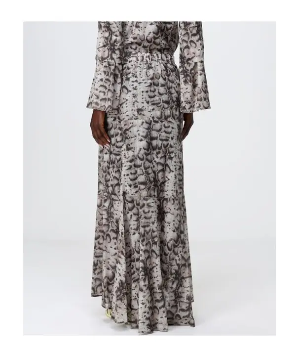 Pinko Agrigento Tiered Maxi Skirt With Animal Print