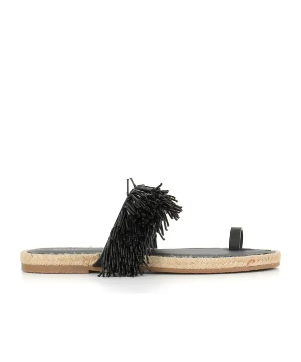 Stella McCartney Embellished Round Toe Slip-on Sandals - Black