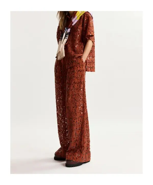 Essentiel Antwerp Sequin-embellished Wide-leg Trousers