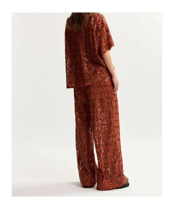 Essentiel Antwerp Sequin-embellished Wide-leg Trousers