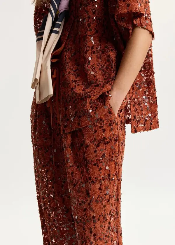 Essentiel Antwerp Sequin-embellished Wide-leg Trousers