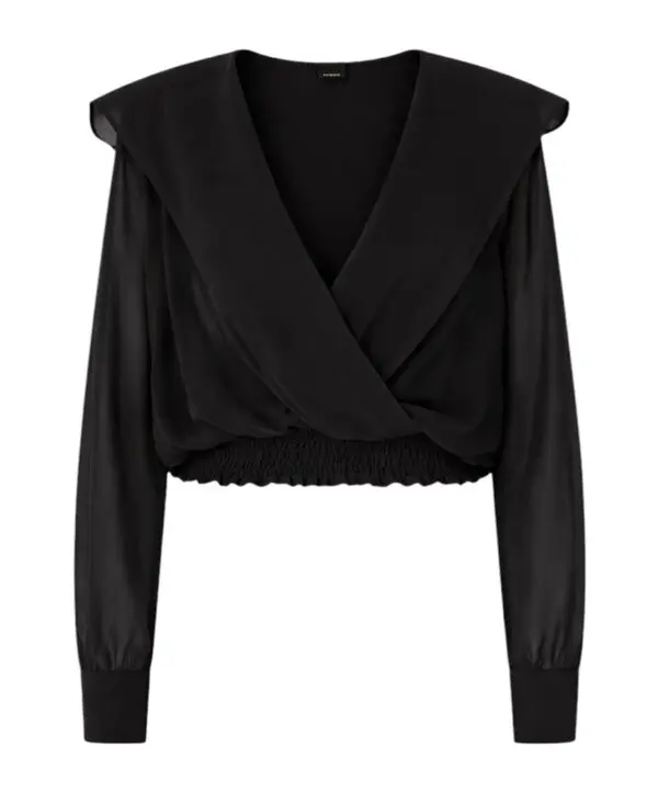 Pinko Long Sleeve V-neck Shirt With Elasticated Hem