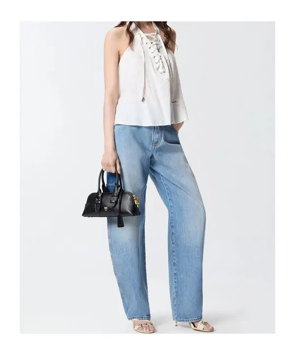 Pinko Lace-up Halterneck Blouse - White