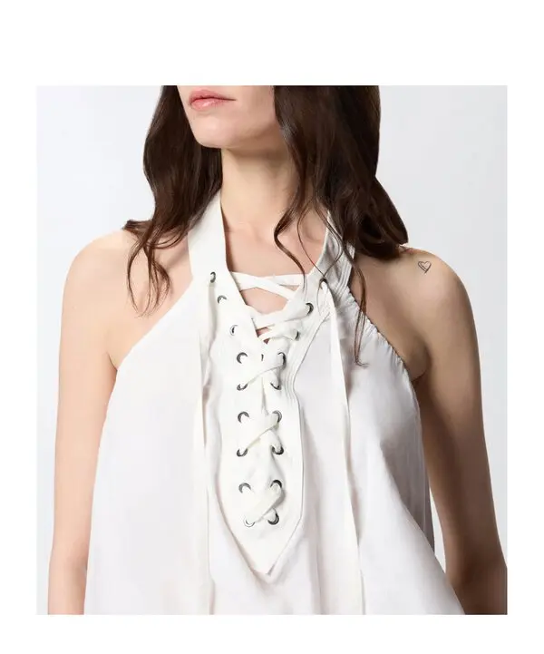 Pinko Lace-up Halterneck Blouse - White