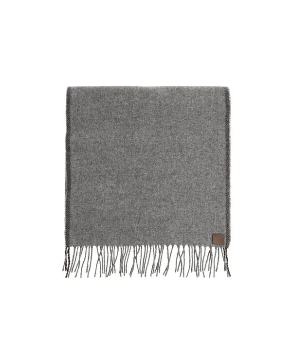 Eleventy Fringed Logo-patch Scarf - Gray