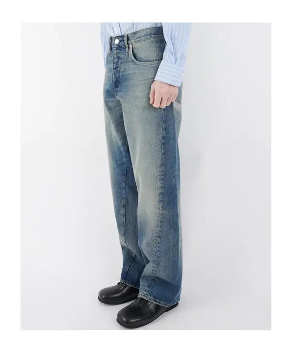 SUNFLOWER Wide Twist Belt Loop Jeans - Blue