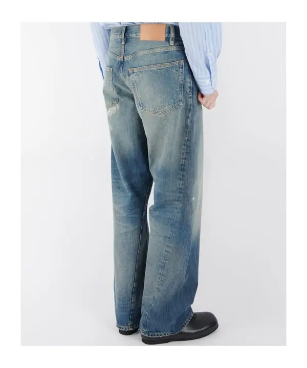 SUNFLOWER Wide Twist Belt Loop Jeans - Blue