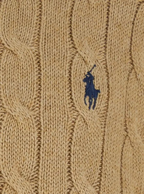 Polo Ralph Lauren Cable Knit Zip Hooded Jumper - Beige
