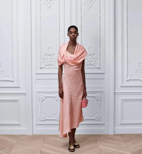 Dior Mid-length Asymmetrical Dress In Silk Jacquard